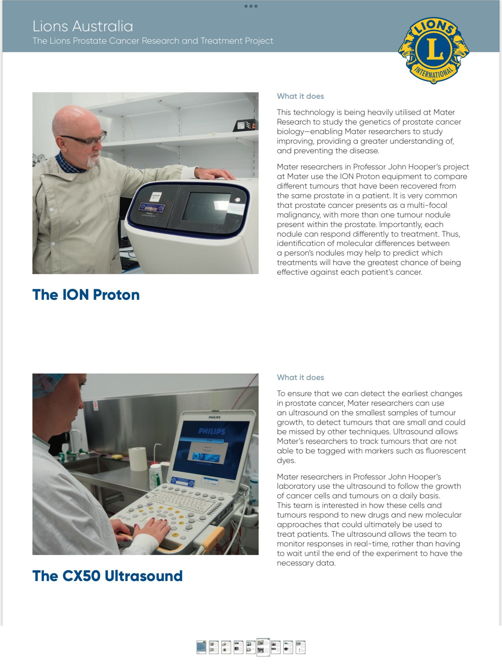 Equipment donated – Lions Prostate Cancer Research & Treatment Project