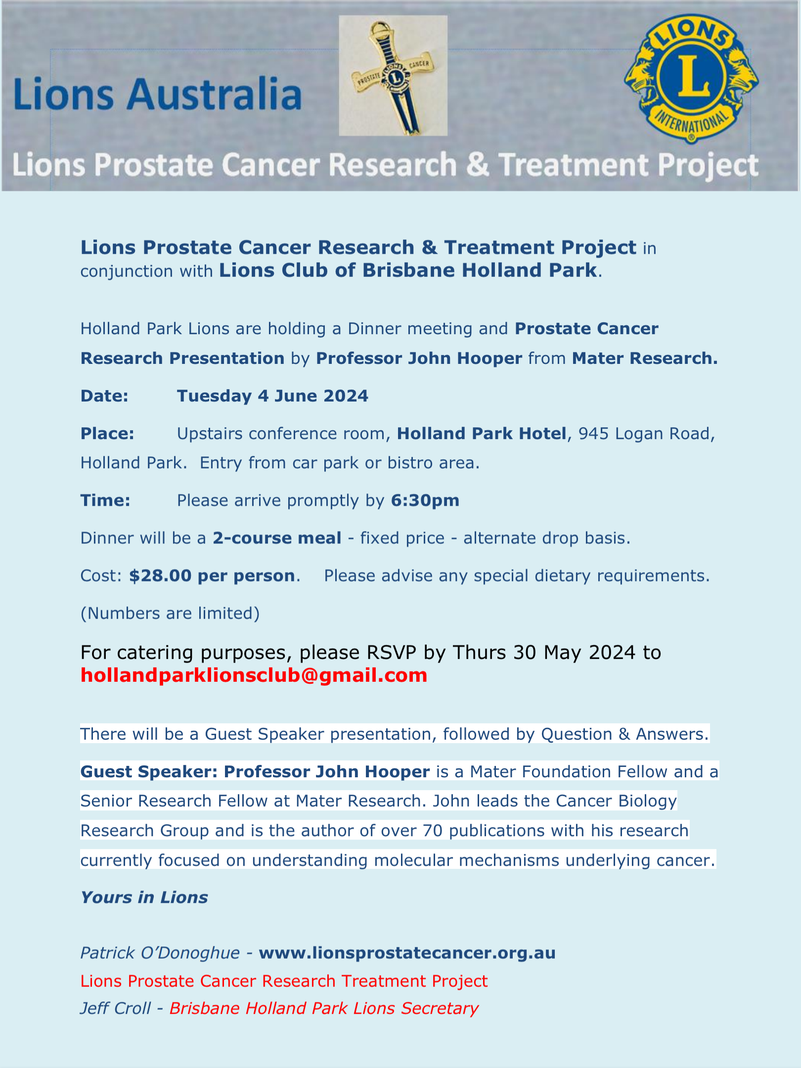 Lions Prostate Cancer Research & Treatment Project – Raise and donate ...